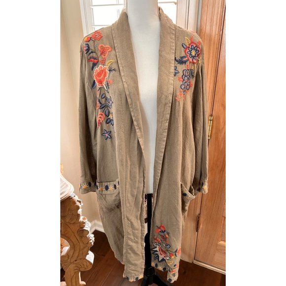 Johnny Was | Jackets & Coats | Johnny Was 3x Linen Kimono Embroidered ...